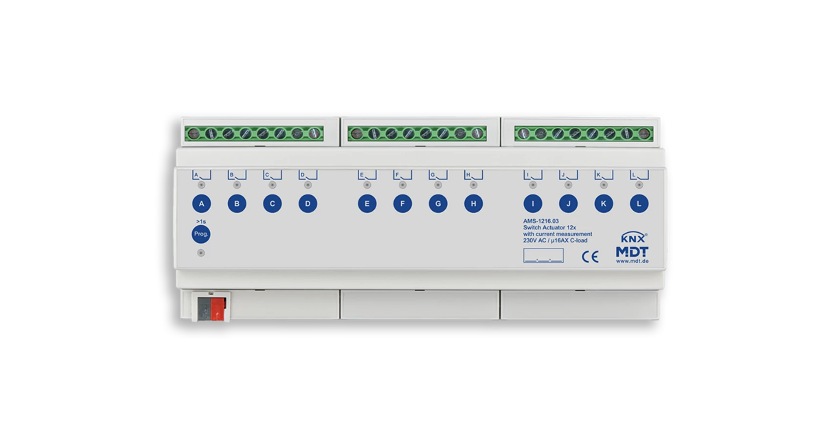 MDT AMS-1216.03 Switch Actuator AMS Standard - 12 csatornás, árammérős KNX kapcsoló aktor (16A ...